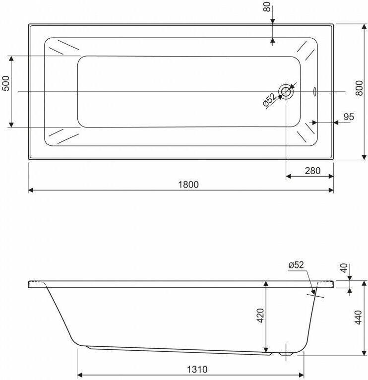 Акриловая ванна CEZARES PLANE SOLO MINI-180-80-42-W37 PLANE SOLO MINI-180-80-42-W37