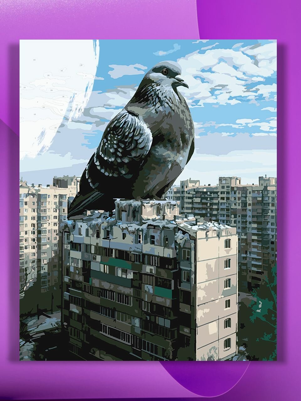 Картина по номерам на холсте Голубь в городе, 40 х 50 см