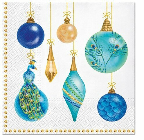 #SDL232700 Салфетка трехслойная для декупажа "Коллекция павлин" 33 x 33 см PAW Decor Collection 4 шт