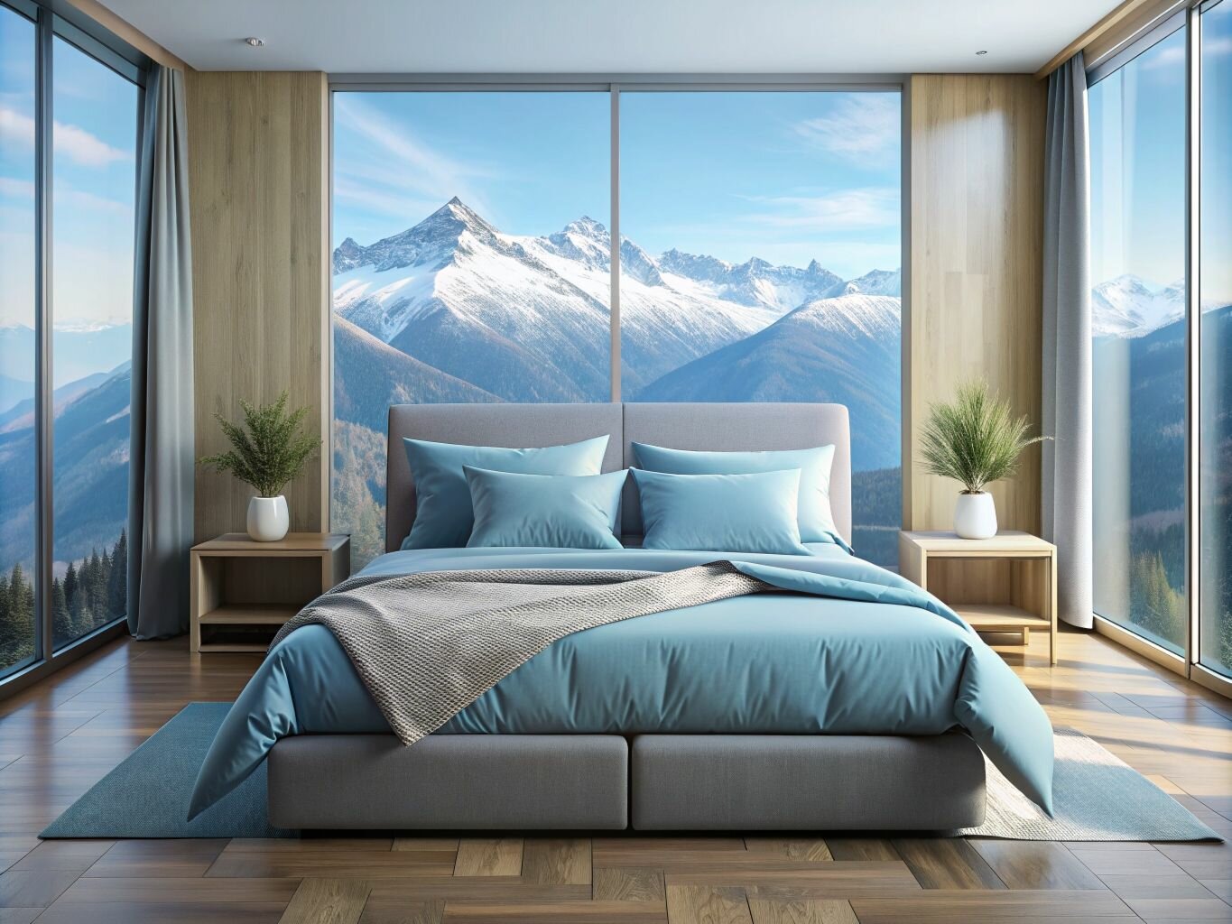 Простыня из тенселя 240 х 260 - М - Голубой хрусталь