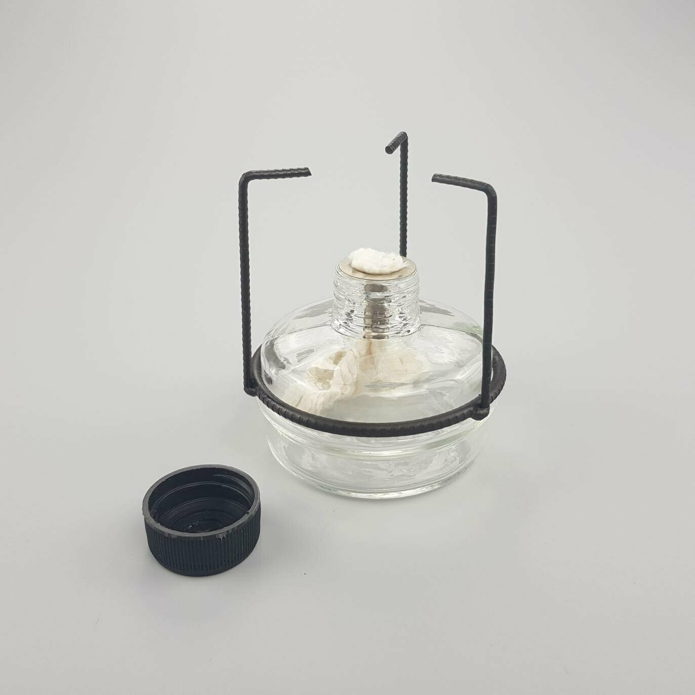 Спиртовка лабораторная стеклянная с металлической оправой, 100 мл