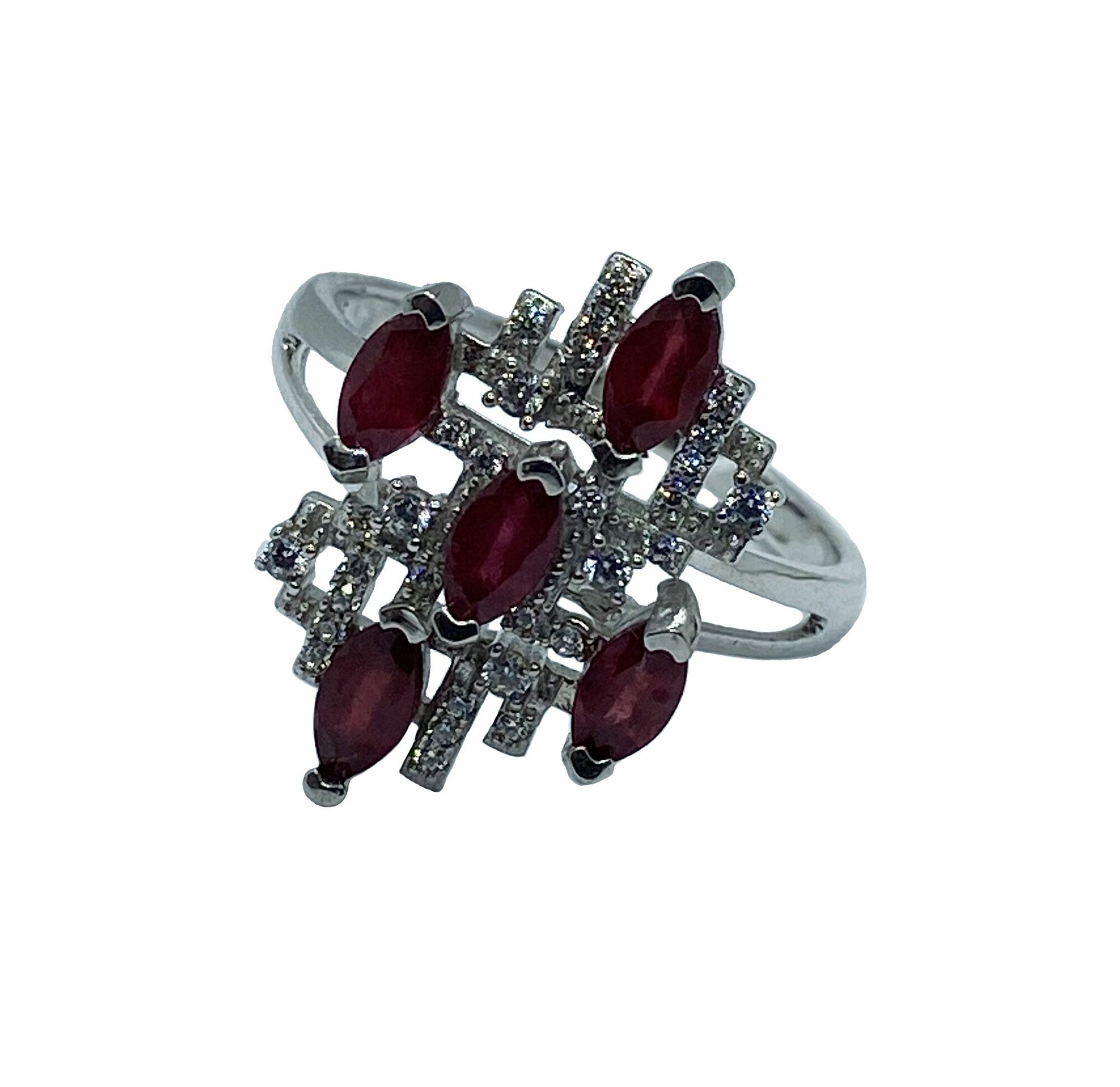 Кольцо на фалангу, серебро, 925 проба, родирование, рубин