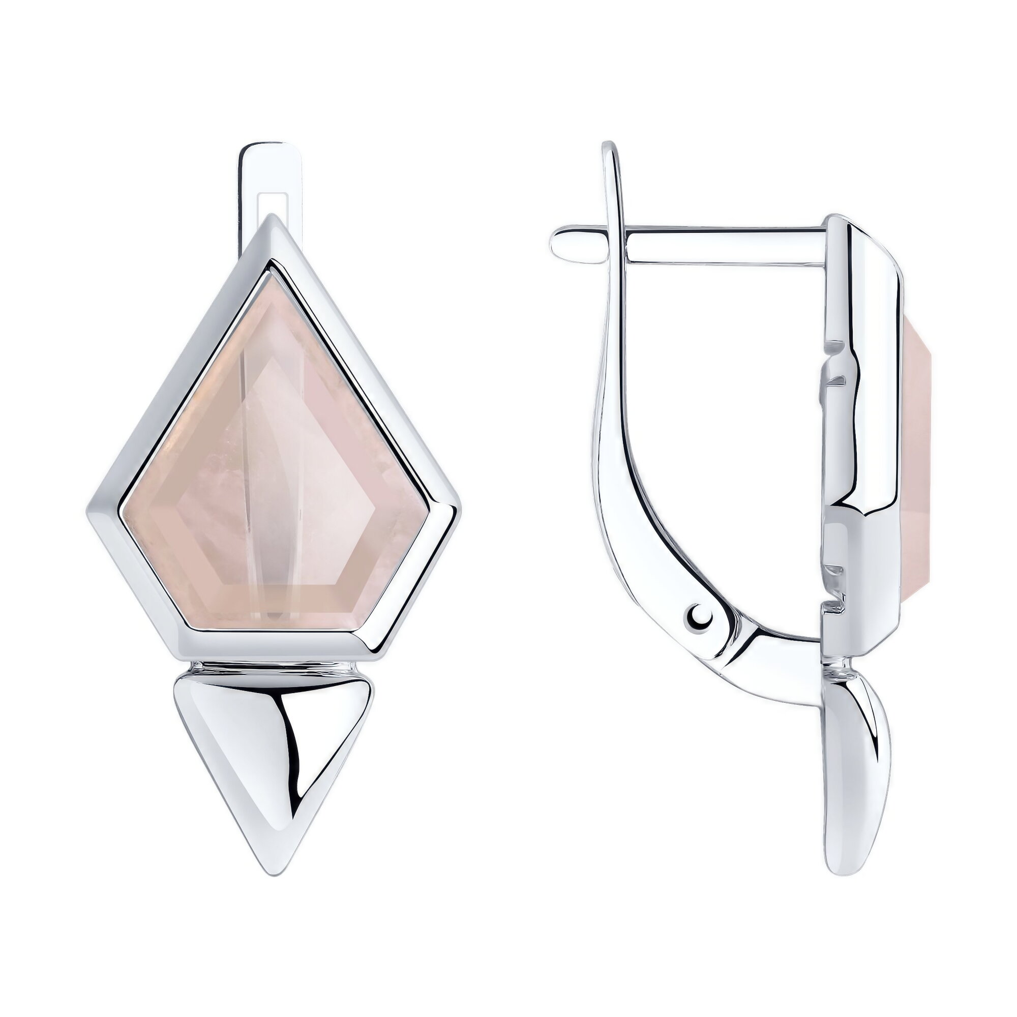 Серьги, серебро, 925 проба, родирование, кварц