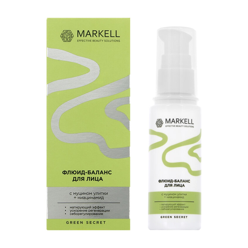 Флюид-баланс для лица MARKELL GREEN SECRET с муцином улитки и ниацинамидом (матирующий) 50 мл
