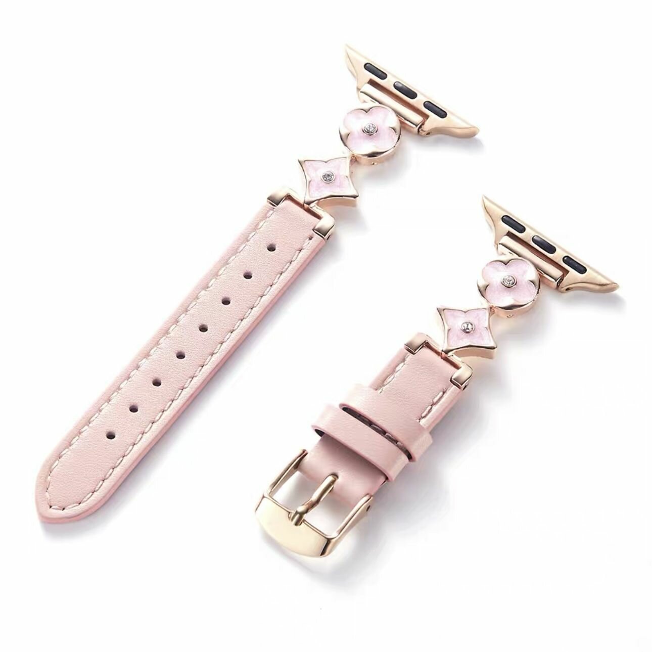 Кожаный ремешок из металлизированной кожи для умных часов Apple Watch Series 10 42mm/Series 1-9 и SE 38mm , 40mm , 41mm /Модные браслеты, фитнес-браслеты Louis Vuitton