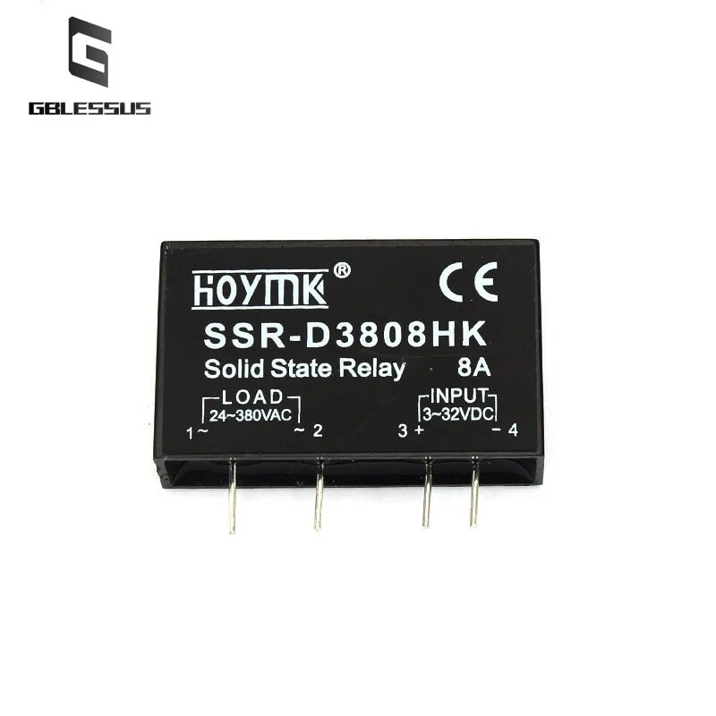 Твердотельное реле SSR-D3808HK 8A 3-32VDC 24-380VAC