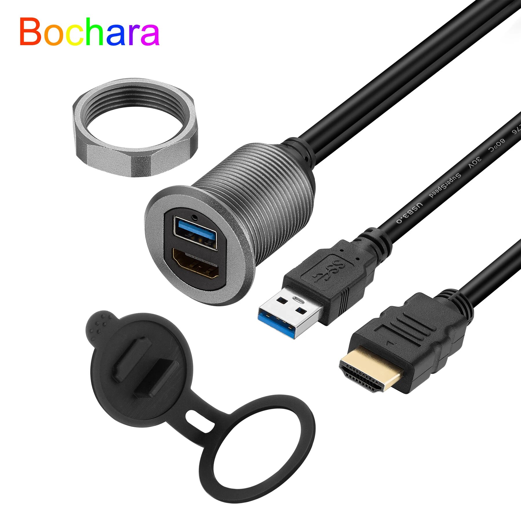 Bochara USB 3.0 + HDMI кабель для авто 1 м