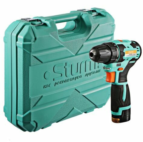 Дрель-шуруповерт аккумуляторная STURM CD-3512BL бесщеточная (12В, Li-Ion, 2*2.0Ач, 34Нм, 2 скорости, кейс)