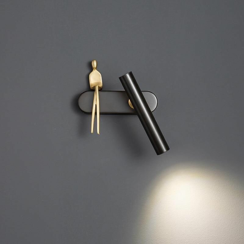 Настенный светильник, вращающаяся светодиодная медь, маленькое украшение в виде золотого человечка, прикроватный столик