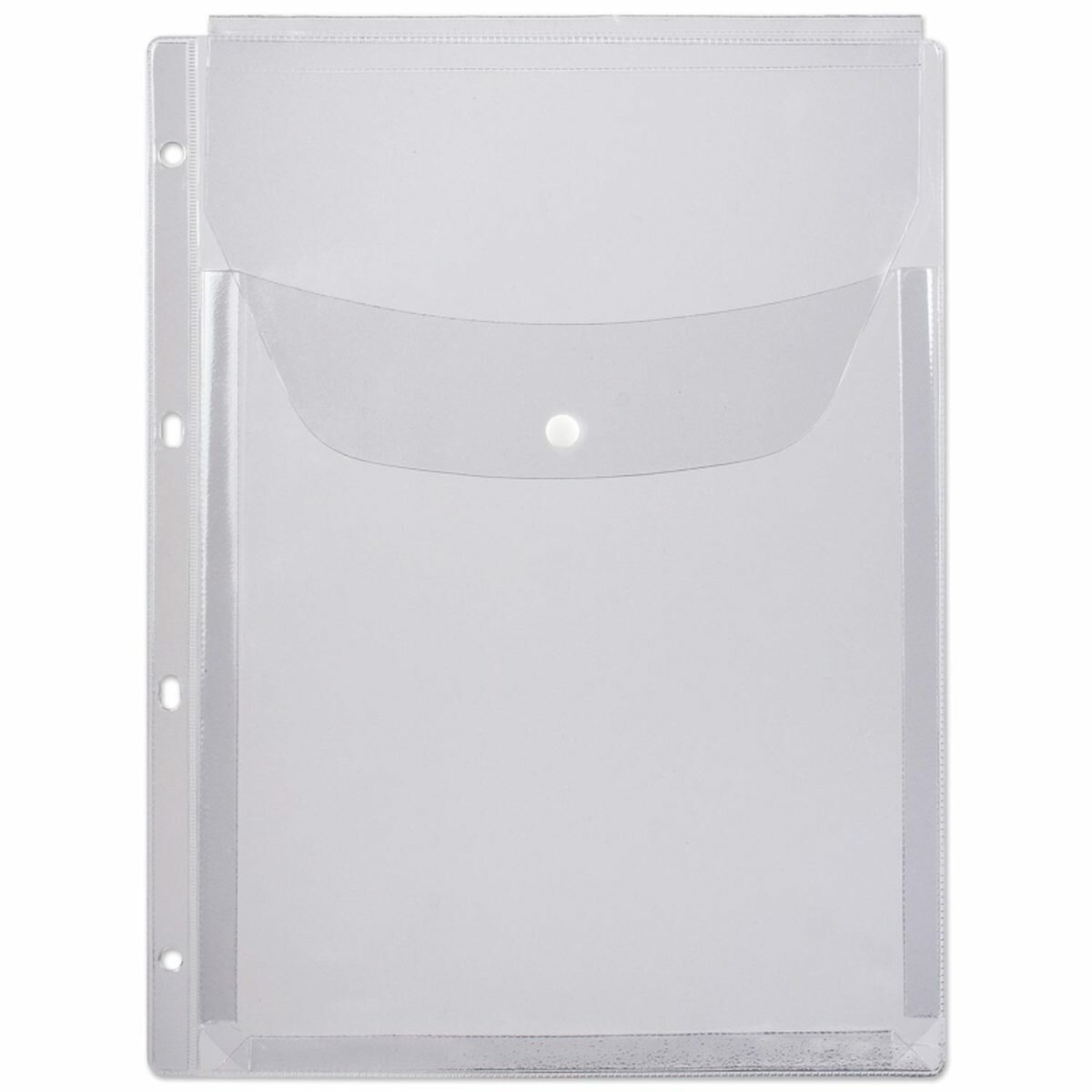 Папка-конверт на кнопке Attache (А4, 180мкм, до 250л, пластик, с расширением и перфорацией) прозрачная, 5шт.