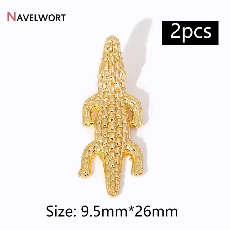 NAVELWORT Позолоченные латунные подвески голова быка/крокодил/сова/пиранья 14K gold plated-2Pcs