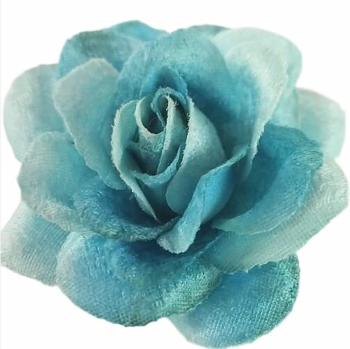 Брошь заколка роза бархатная. Цвет голубой градиент/d10.