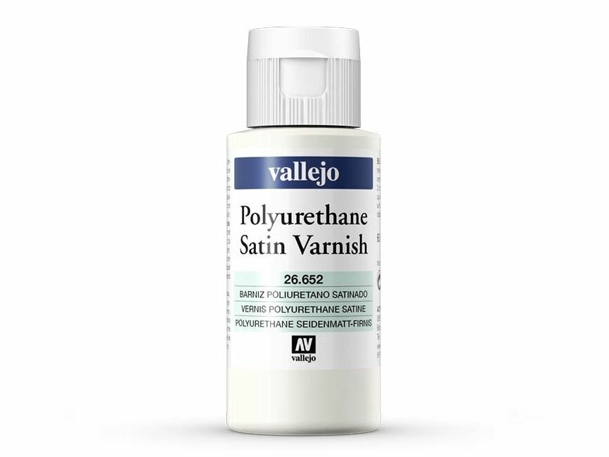Лак сатиновый полиуретановый 26652 Auxiliary - Polyurethane Satin Varnish 60 ml. Vallejo 26652