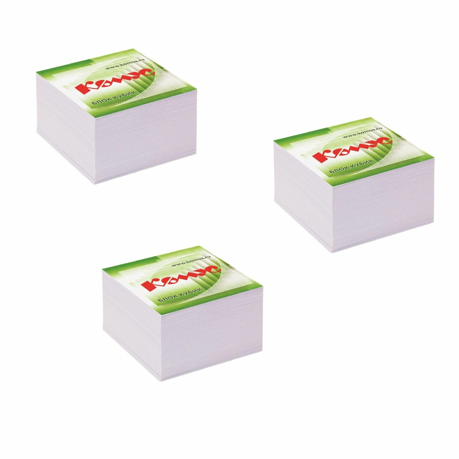 Комус Блок для записей, на склейке, 9 х 9 х 5 см, белый, 3 уп
