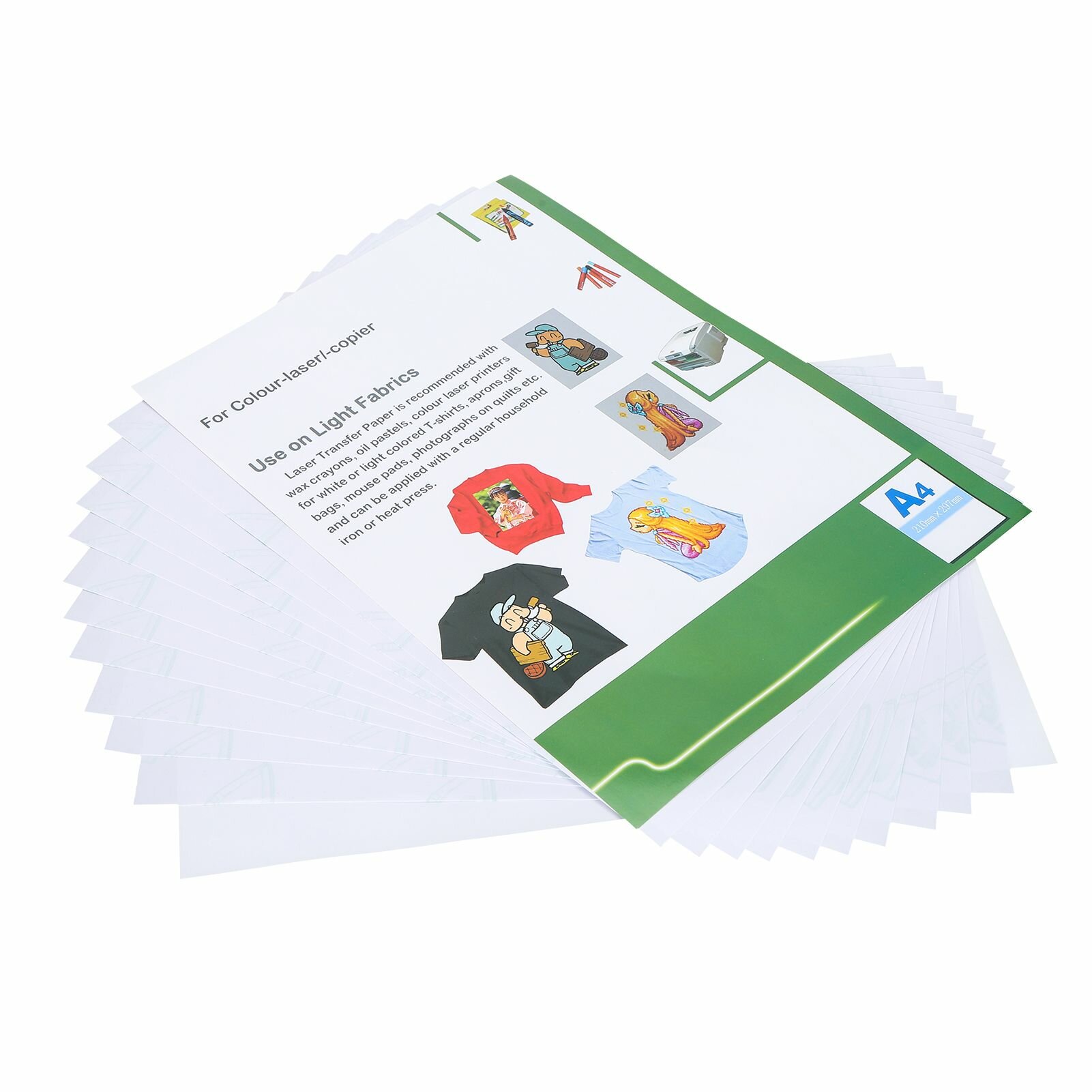 10шт лазерная трансферная бумага для термопечати, светлая, с рисунком одежды