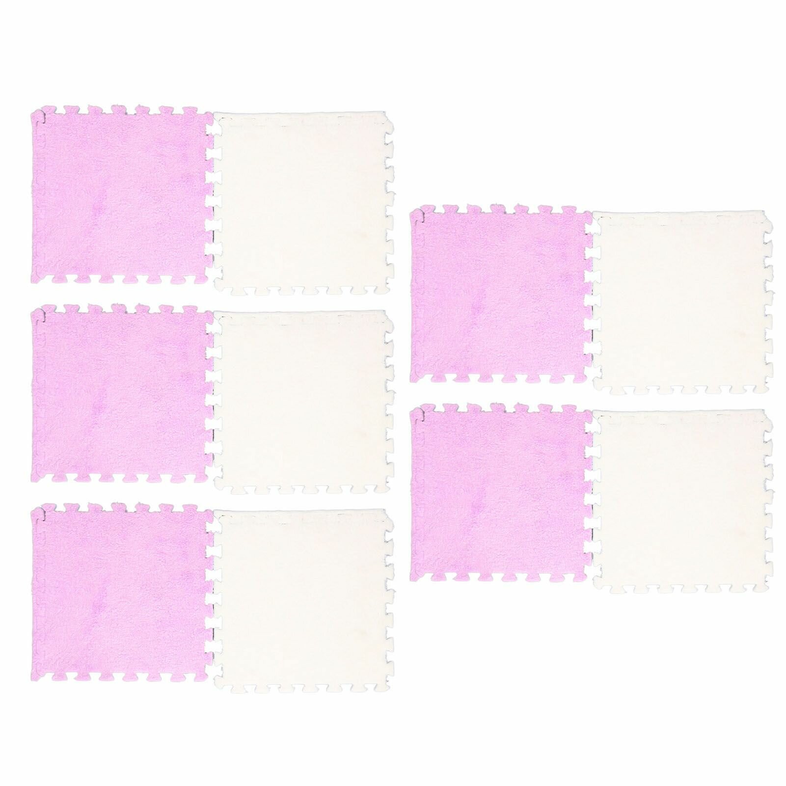 10 шт, плюшевый напольный коврик из пенопласта, мягкий противоскользящий резаемый цветной блок, утолщенный пенопластовый плиточный ковер, фиолетовый, белый