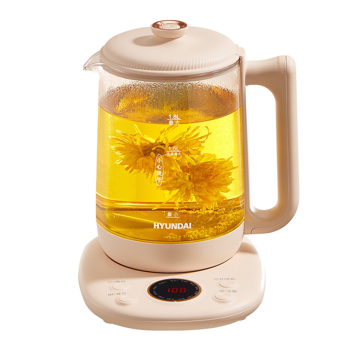 Чайник HYUNDAI Smart Health Pot, 1,8л, светло-желтый