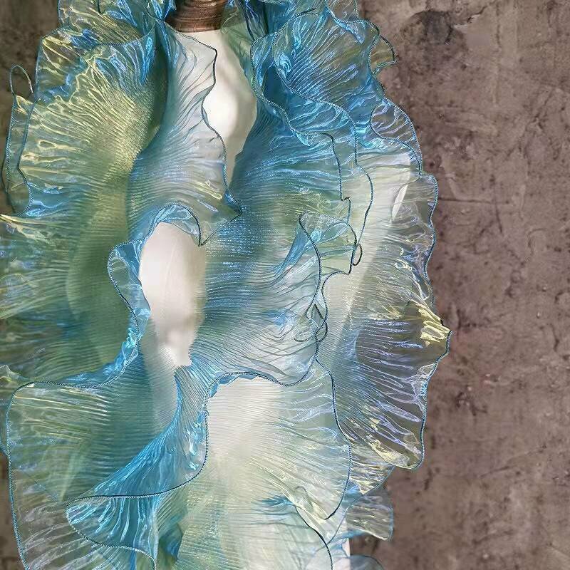 Кружевная фурнитура "Листья лотоса", темно-синяя, 15см, 0,5м