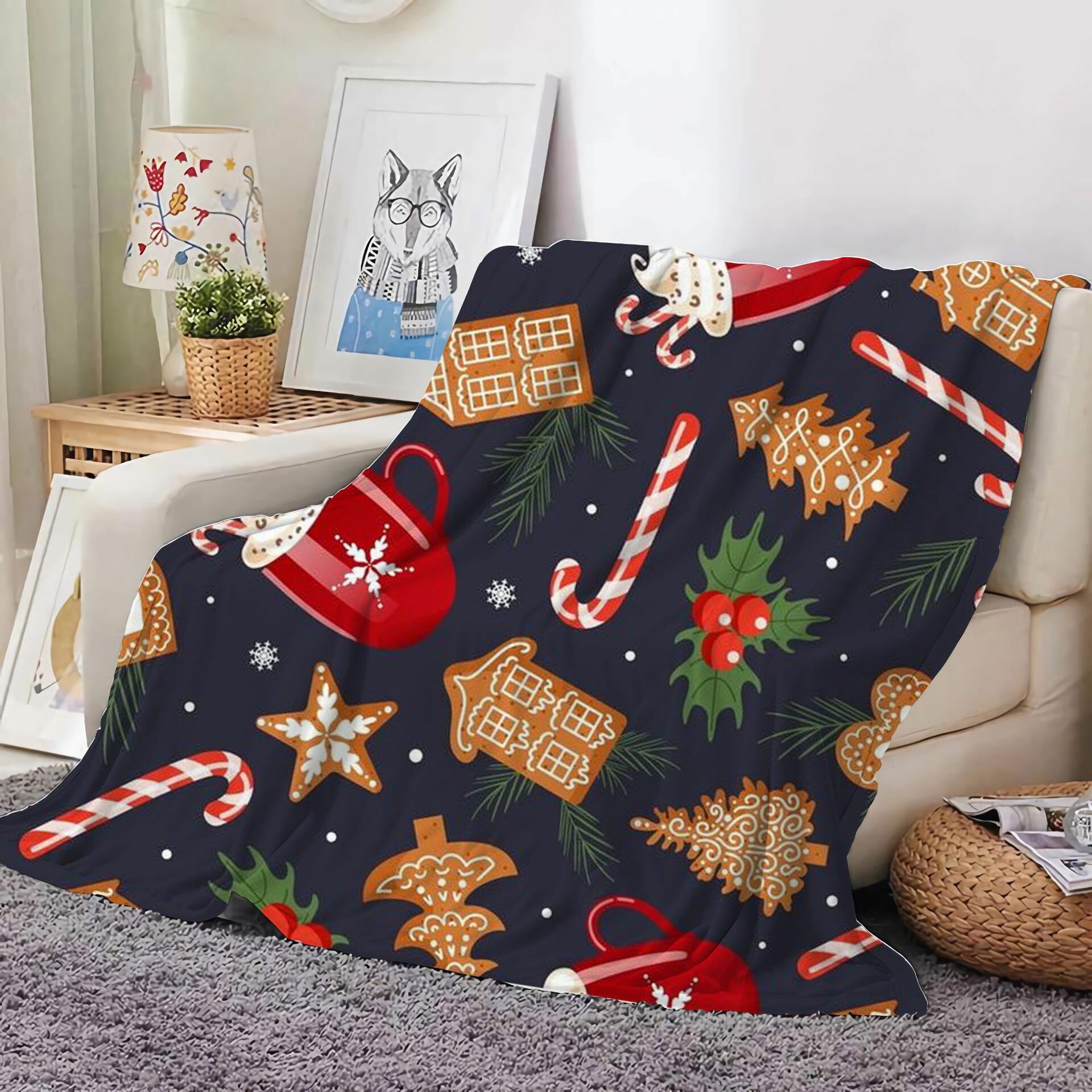 Одеяло "Рождественская елка", 70x100 см, красное, фланелевое