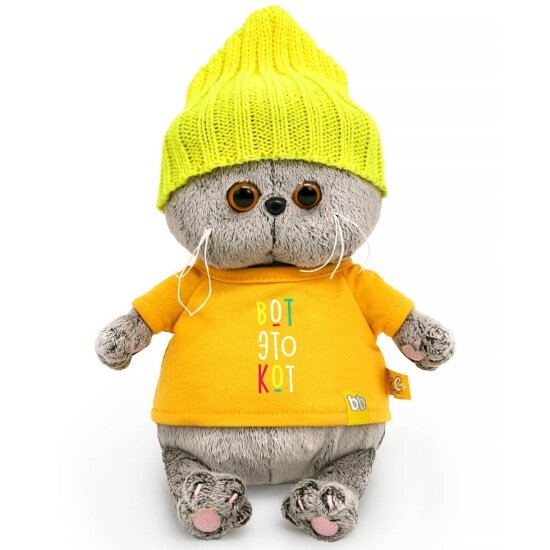 Мягкая игрушка Budi Basa BB-153 Кот Басик BABY в футболке Вот это кот 20 см