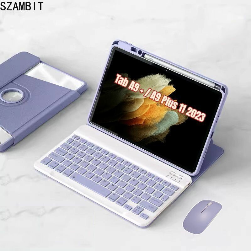 Вращающийся на 360 чехол-клавиатура для Samsung Galaxy Tab A9 + / A9 Plus 11 2023 (SM-X210, X216, X218) с мышью