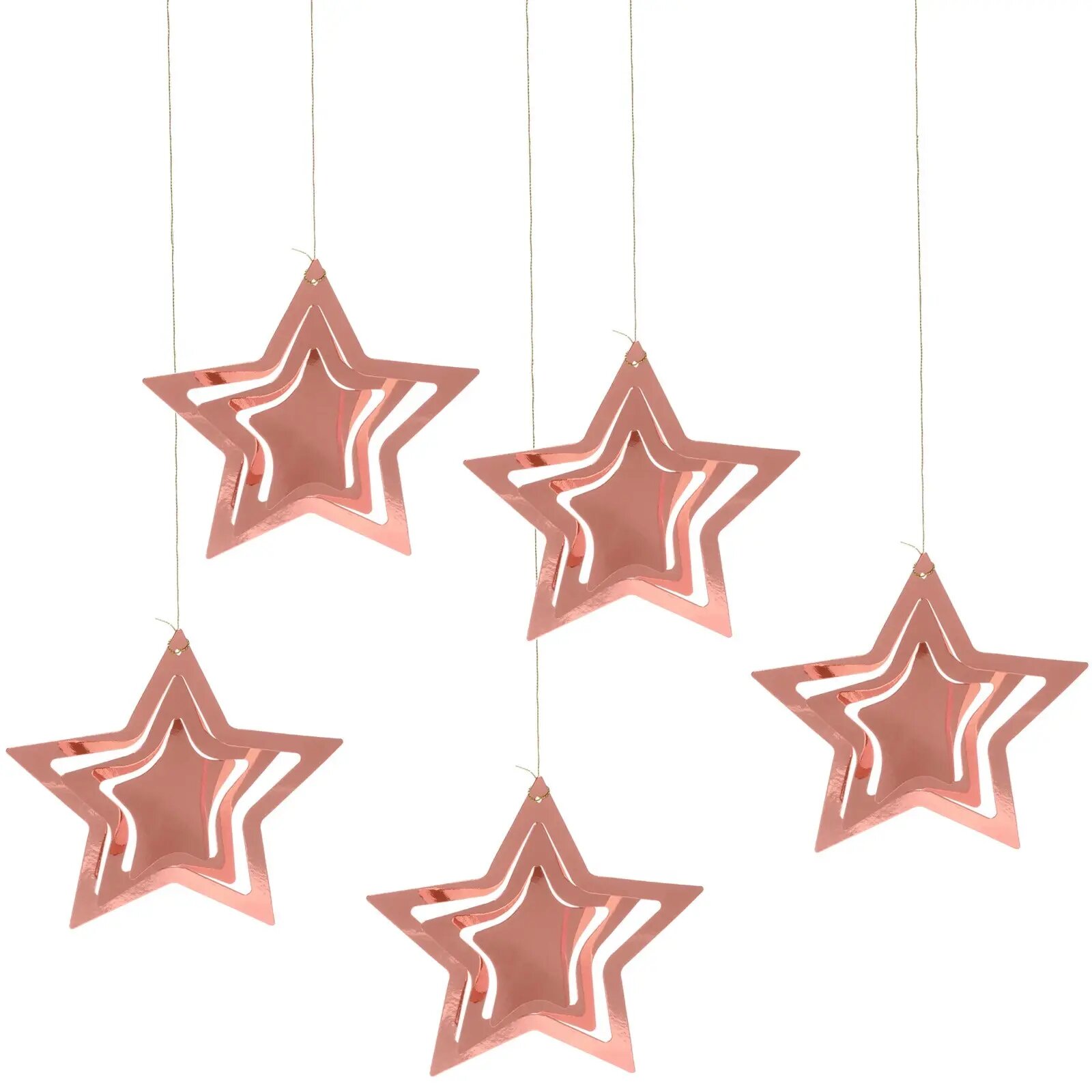 Подвесное украшение «Праздничная атмосфера», 19 см, 5 штук, розовый металлик