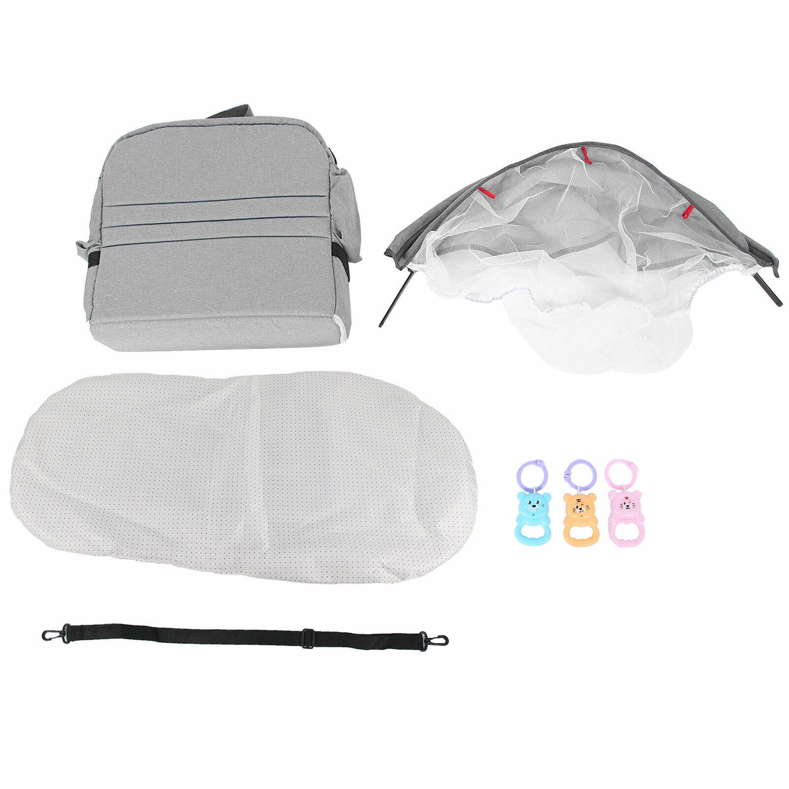 Складная детская кроватка-шезлонг с москитной сеткой и матрасом, детская дорожная кроватка, серая.