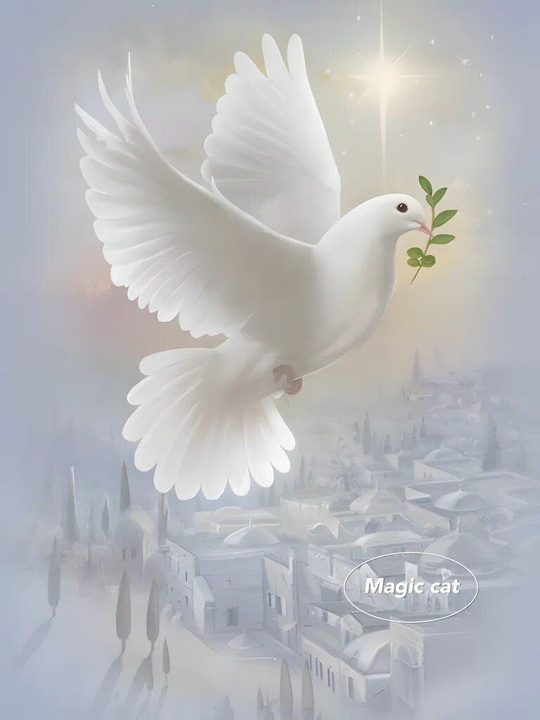 Картина из алмазной мозаики на подрамнике Круглые бриллианты 40х50см "Голубь мира"