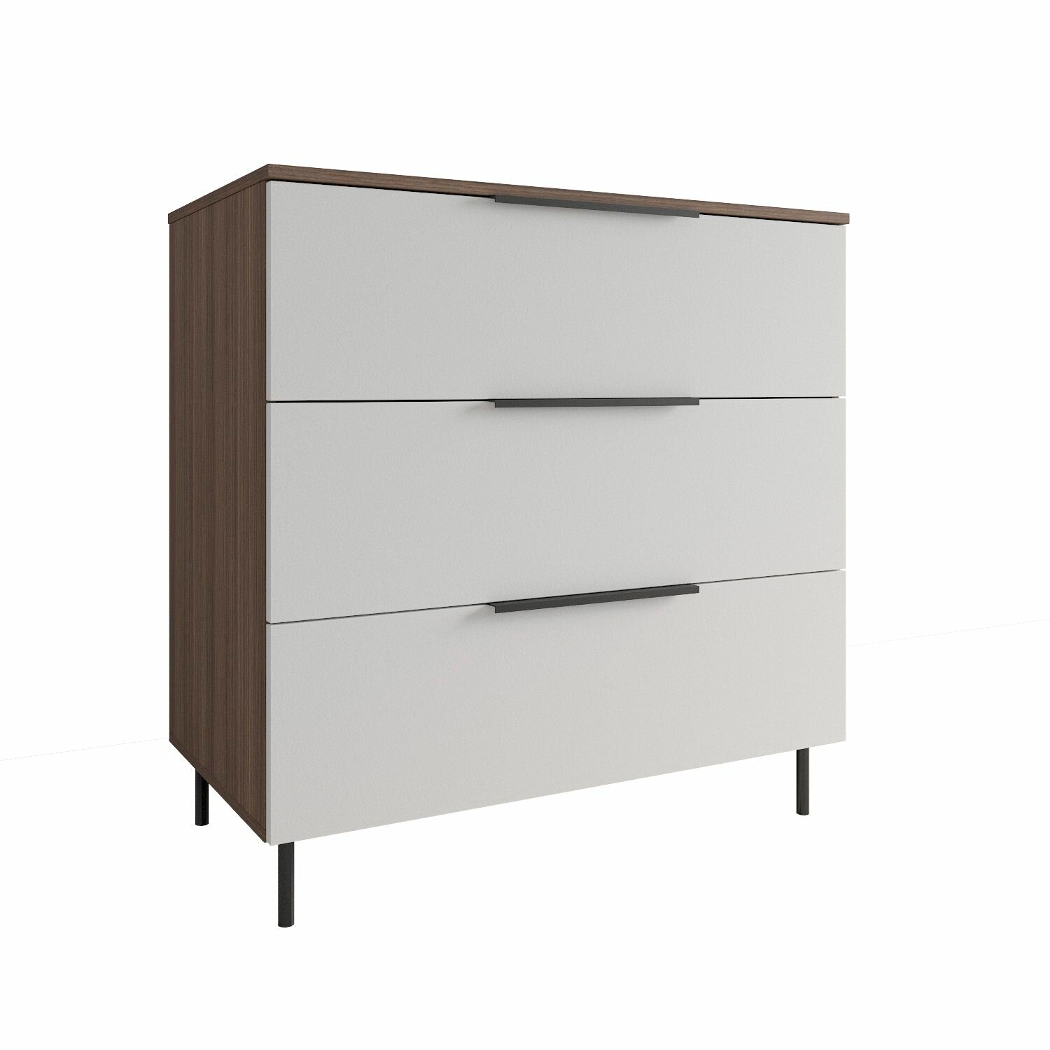 МС Роза / Комод 900 Ройс Белый софт (Базовая комплектация) + 3 шт. Ручка-скоба СА-1(черный матовый) (ДСВ)