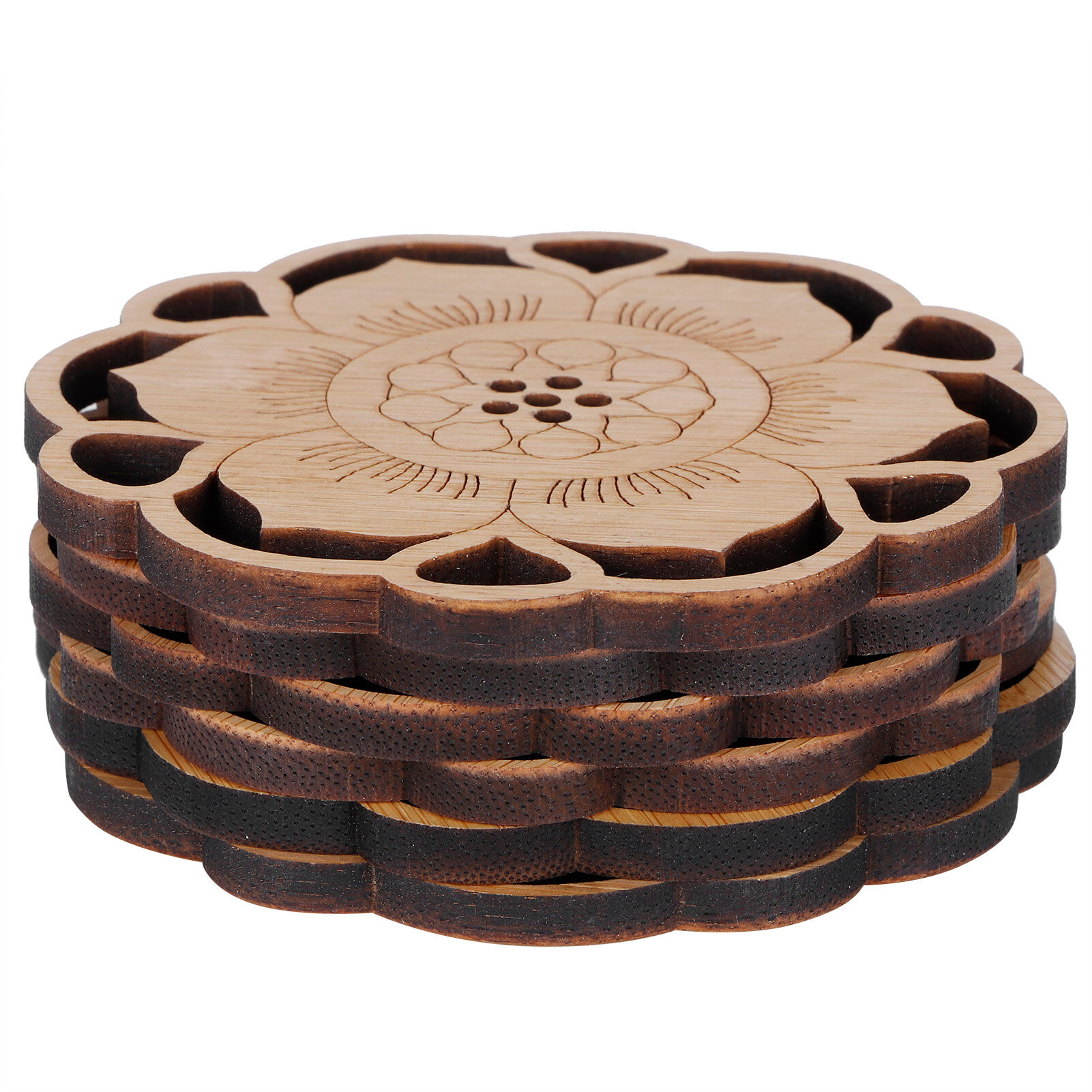 6 шт./компл, коврик для чашки, бамбуковая подставка, теплоизолированная подставка для чашки, посуда для напитков, настольный аксессуар, тип бутона цветка