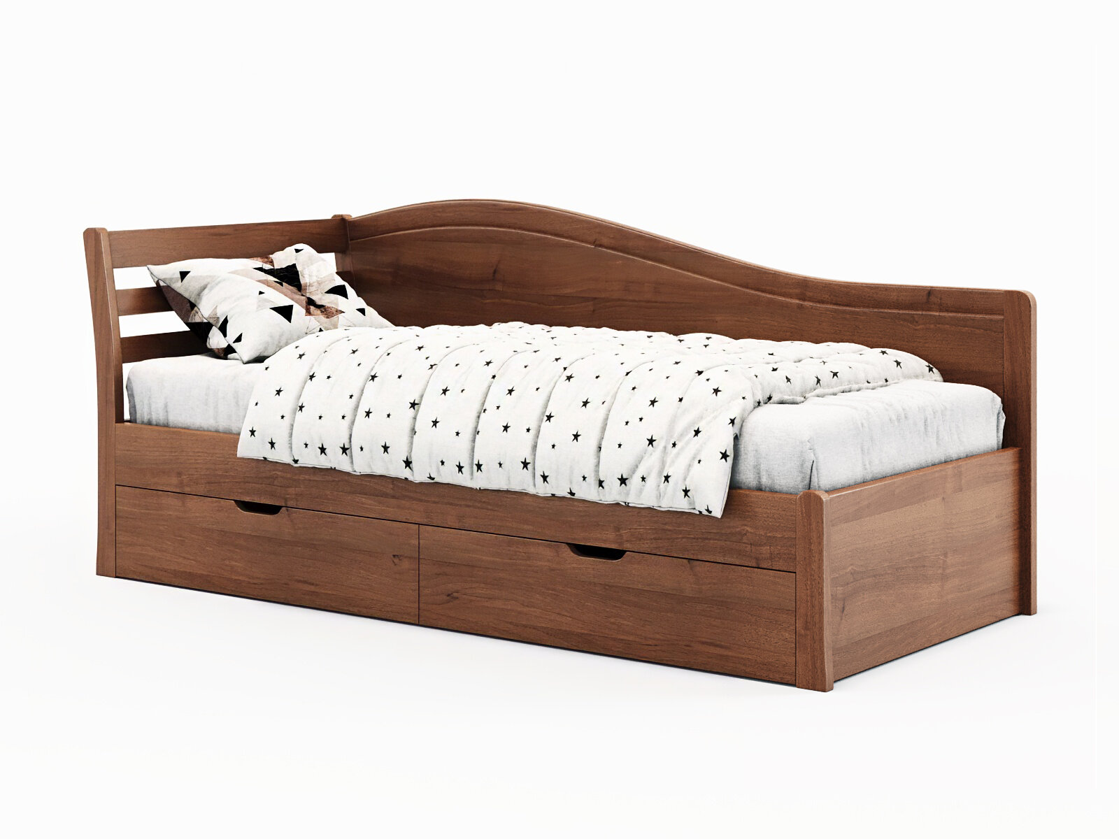 Кровать из массива сосны "Милан" 90х190 см с выкатными ящиками