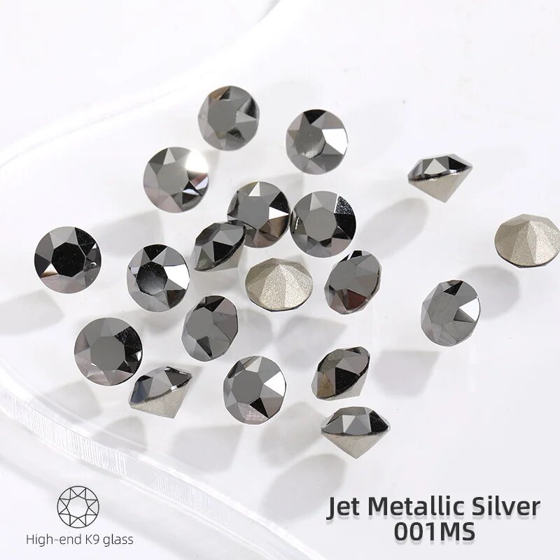 Стразы PIPATIAN Rivoli 8mm, серебряные, Jet metallic silver