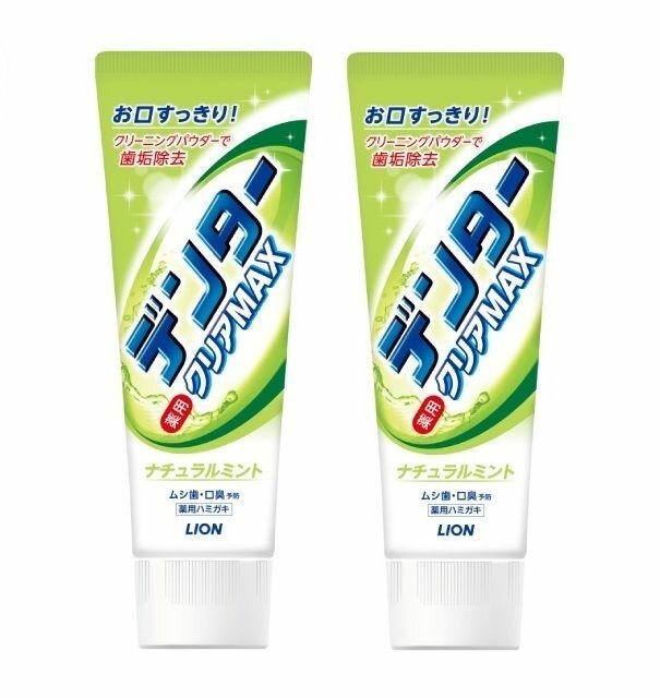 Зубная паста c полирующей пудрой "Dentor Clear MAX" Lion Япония, фруктовая мята, 2 шт. по 140 гр.