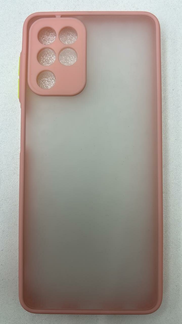 Защитный чехол для Samsung Galaxy A22/ M22/ M32 с розовой окантовкой и с защитой камеры, силикон и пластик, матовый