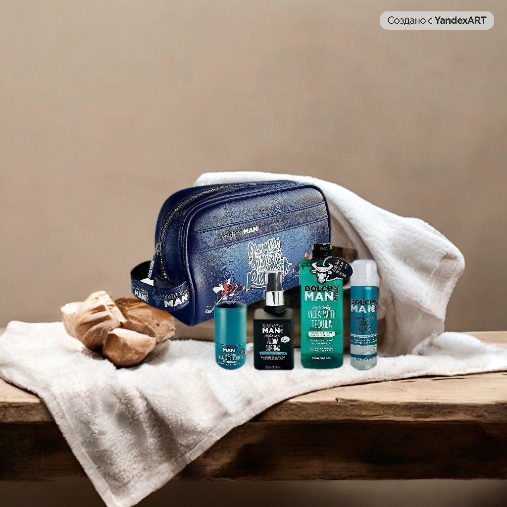 Набор средств "DOLCE MILK" №320 для мужчин, 460 мл + 50 мл +60 мл +100мл, в косметичке