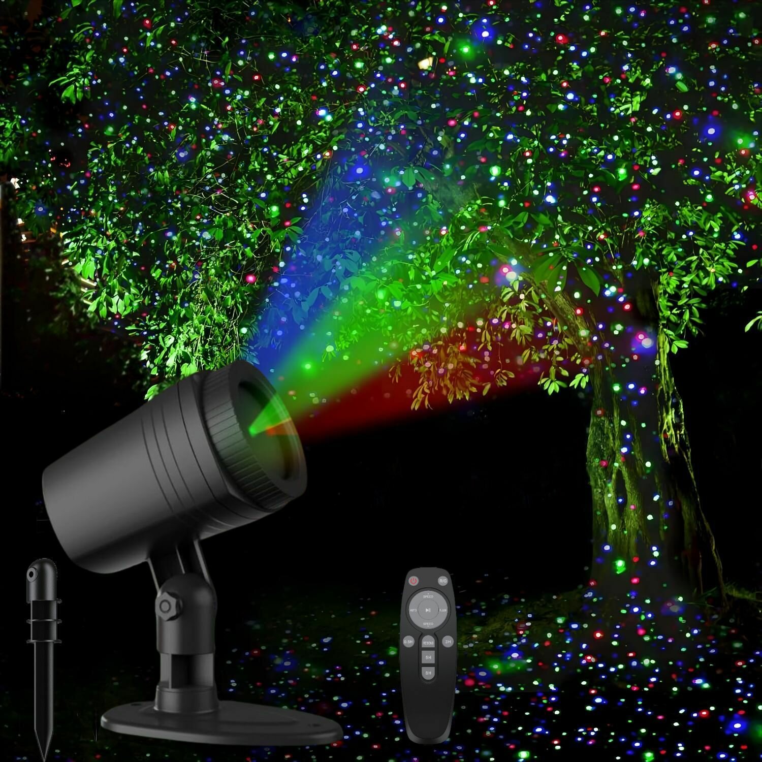 Уличные водонепроницаемые газонные светильники + садовые проекторы (красный, зеленый, синий, Звездное небо ) +лазерный проектор светомузыка +светильники для украшения на Хэллоуин и Рождество