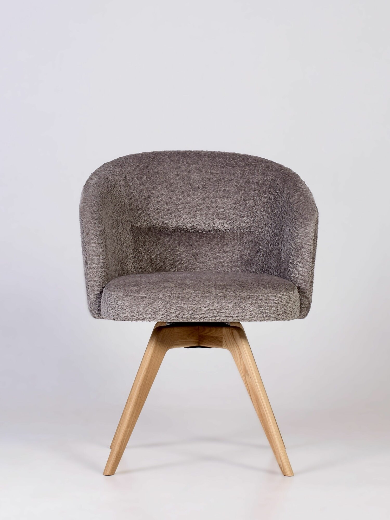 Стул, Ameli, с поворотным механизмом, серо-коричневый шенилл, ножки дуб натуральный