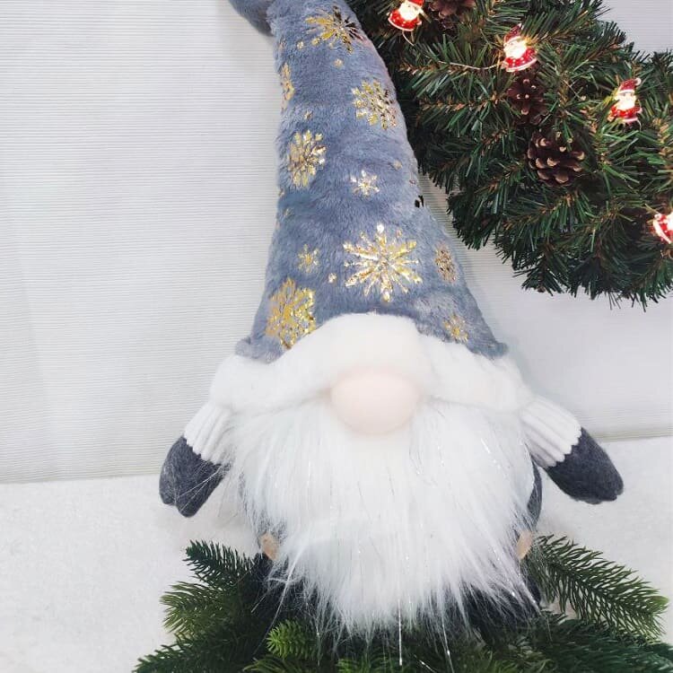 Гном Новогодний , Рождественский в сером колпаке со снежинками, 18*15*59 см