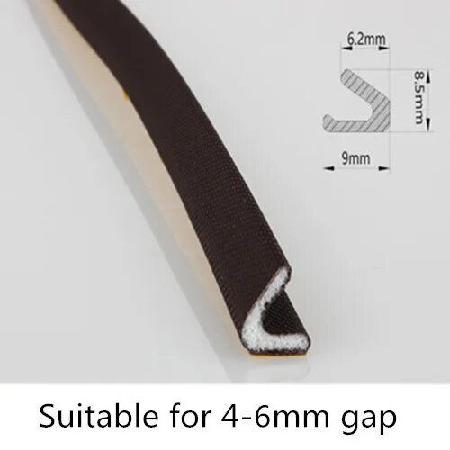 Самоadhesive V-shaped door and window seal strip small 9x8.5, 2 Meter