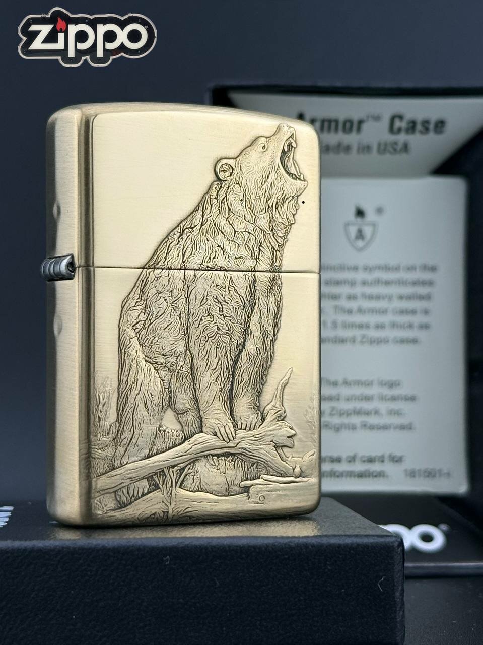 Бензиновая Зажигалка оригинальная Zippo медведь