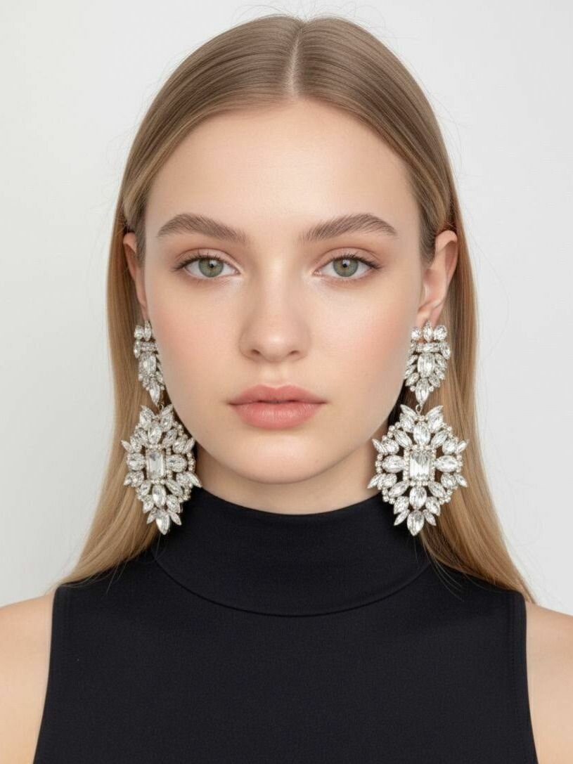 Серьги, искусственный камень, хрусталь