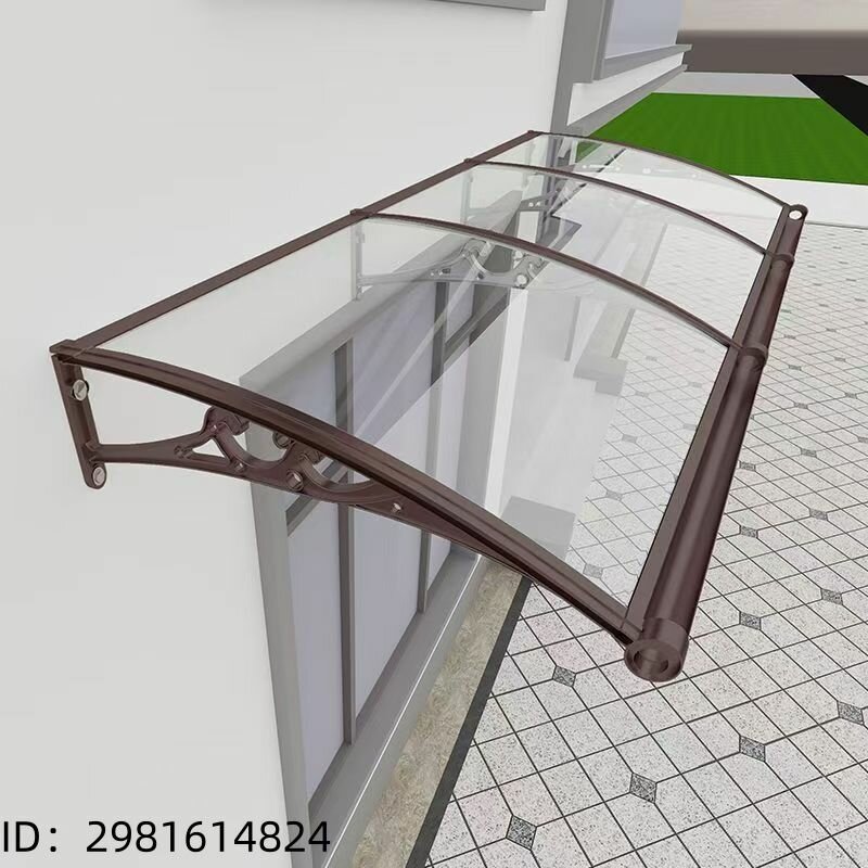 Навес для крыльца, 60*200 см, подходит для дверей/окон, черный кронштейн, коричневая поликарбонатная доска