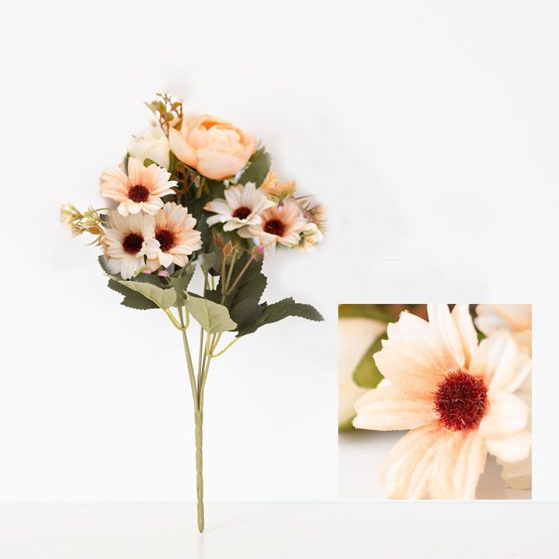 Искусственные чайные розы глория 1 букет 12 голов гладкий материал рустик ретро оранжевый