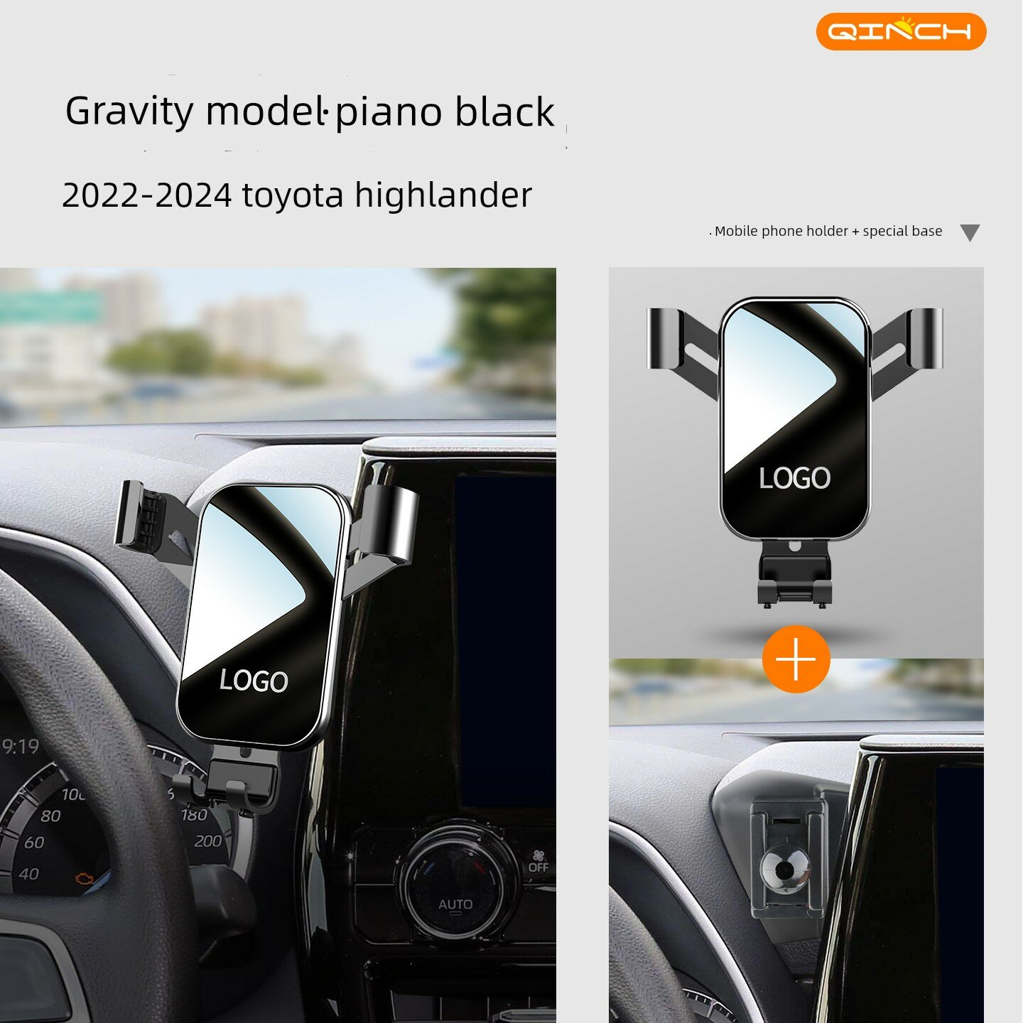 Автомобильный держатель Piano Black для 2022-2024 Toyota Highlander, универсальная совместимость
