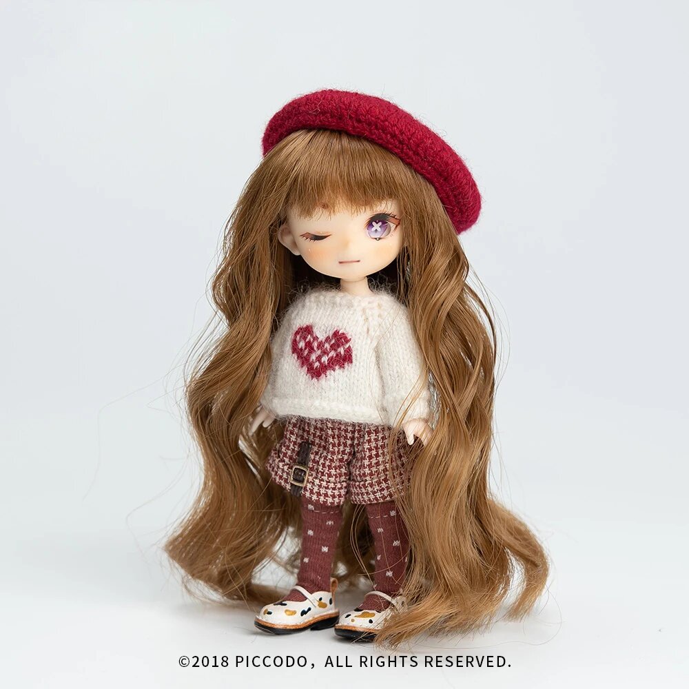 Парик для кукол Ob11 бордовый only wig-2