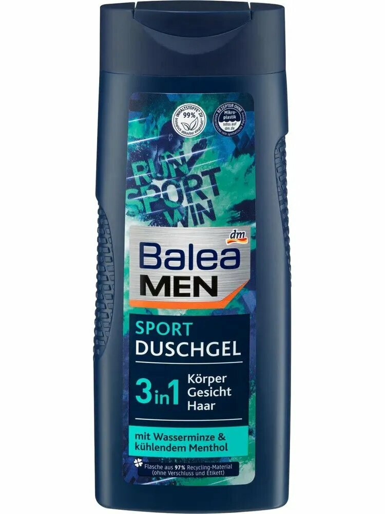 Гель для душа Balea 3 в 1 Men Sport Duschgel, мята и ментол, 300 мл