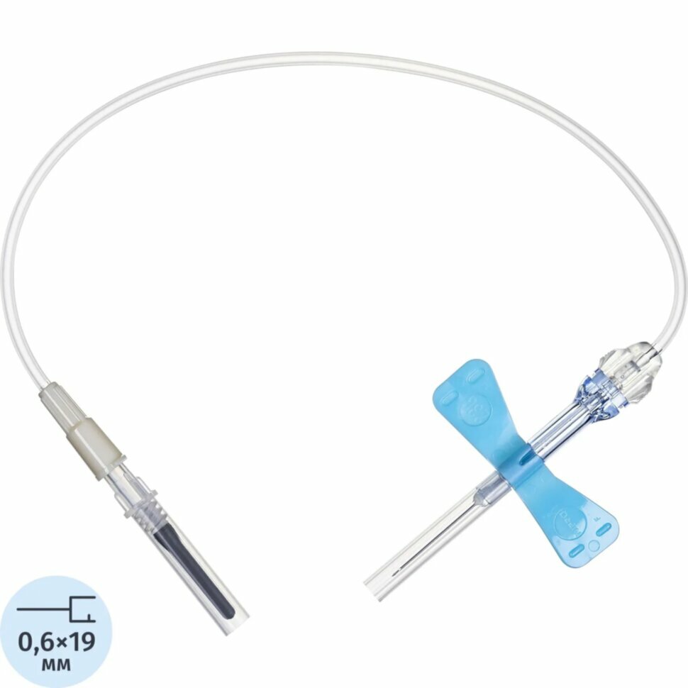 Игла-бабочка 23G 19см голуб. луер-адапт. VACUETTE Safety 450082V1 90шт/уп, 2055375