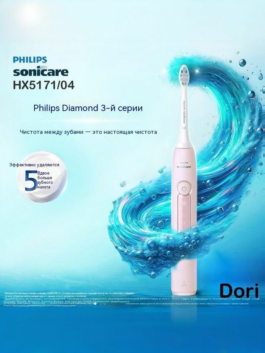 Электрическая зубная щетка Philips Sonicare HX2431, 2 режима, IPX7, мягкая щетина，синий