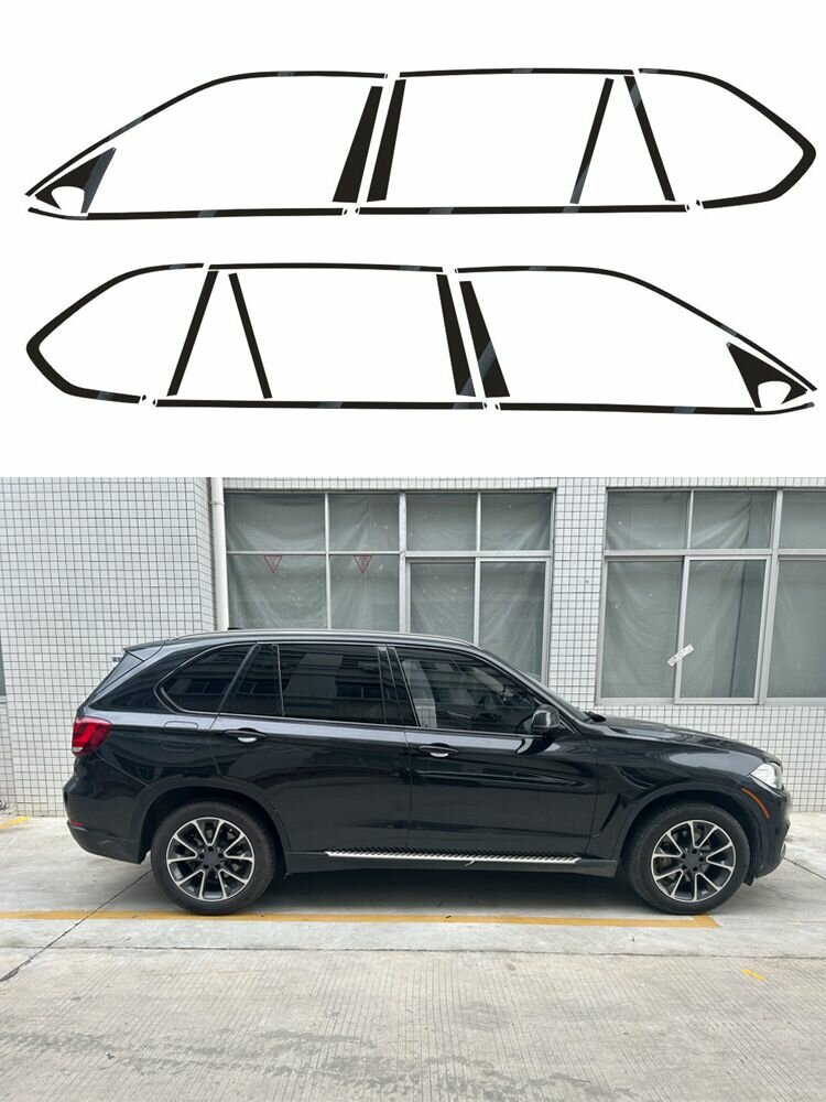 Наклейка для удаления хрома на оконную окантовку BMW X5 F15 2014-2018, глянцевый черный, внешний декор