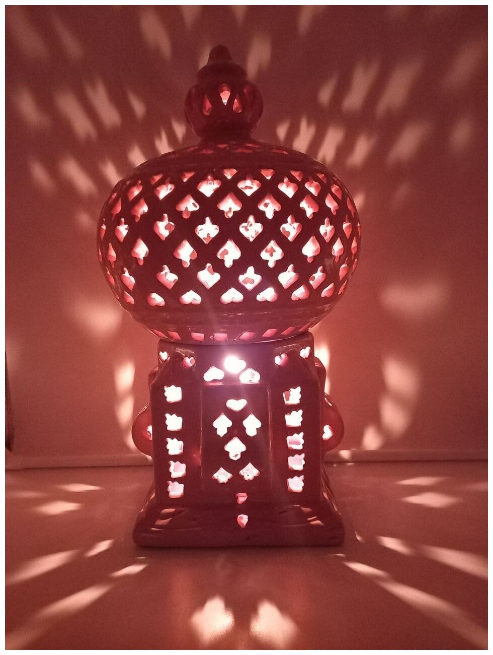 Подсвечник ручной работы, керамика, настольный декоративный, розовый
